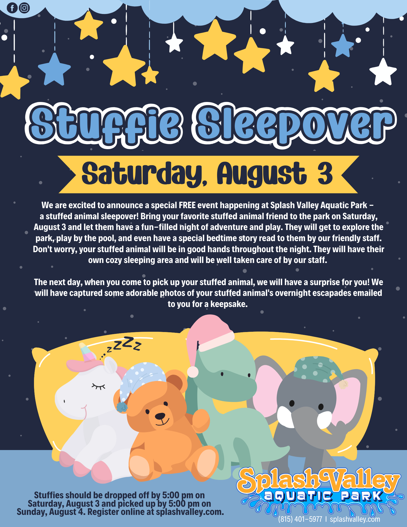 Stuffie Sleepover - Aug 03, 2024 | Kankakee Valley Park District | Kankakee, IL